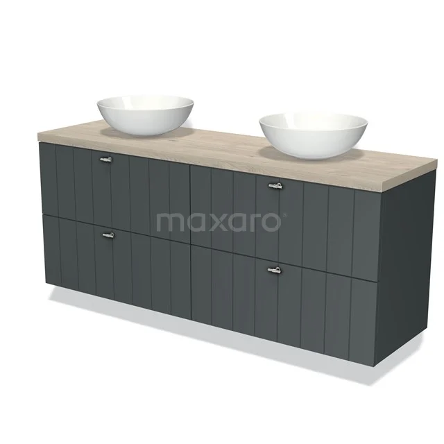Modulo Plato Badkamermeubel voor waskom | 160 cm Donkergrijs Lamel ...